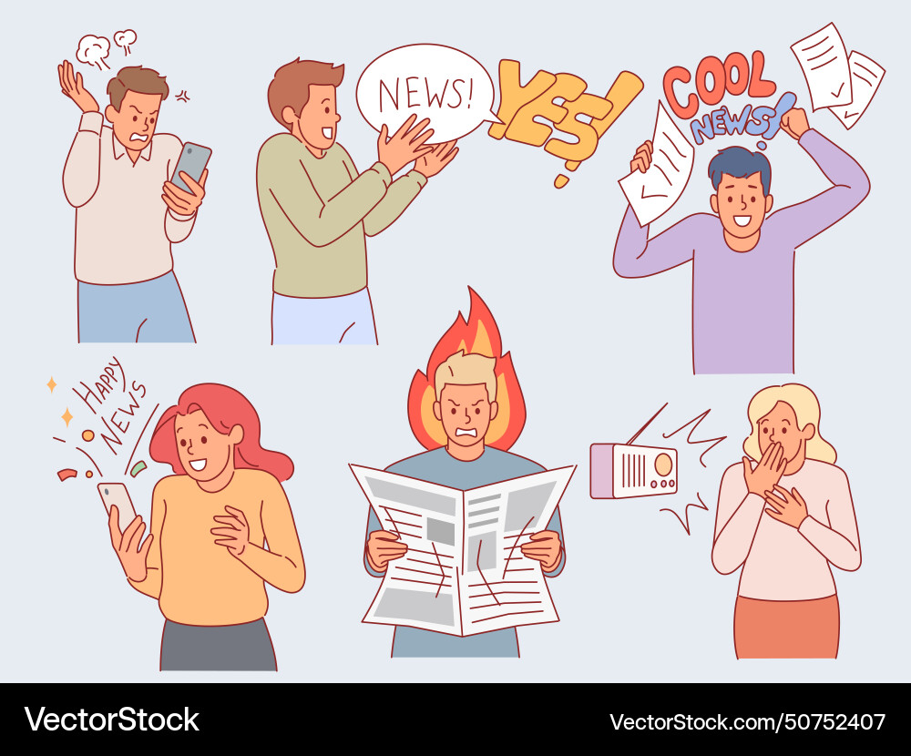 People receive different information positive Vector Image