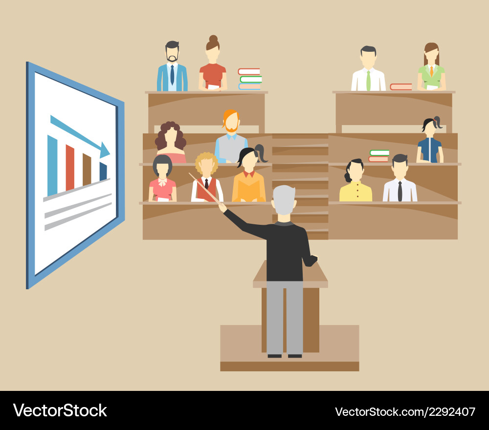 Professor lecturing to students at university Vector Image