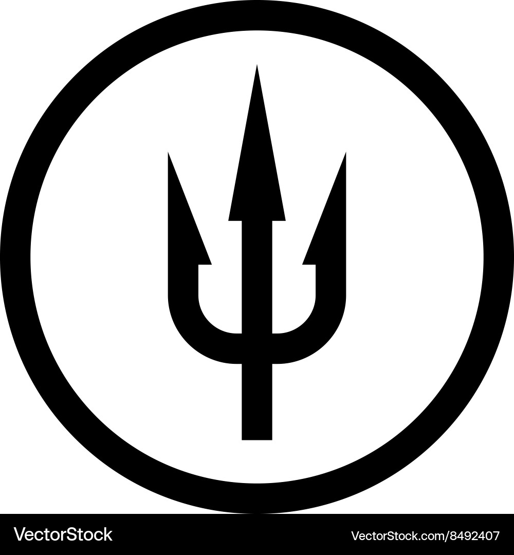 Simple trident sign black symbol in a circle Vector Image