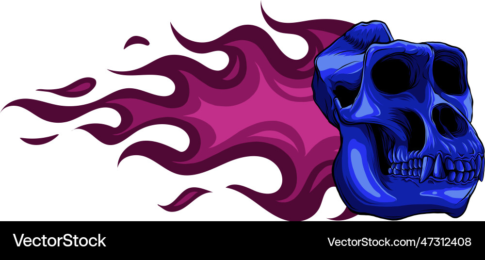 Ape skull with flames Royalty Free Vector Image