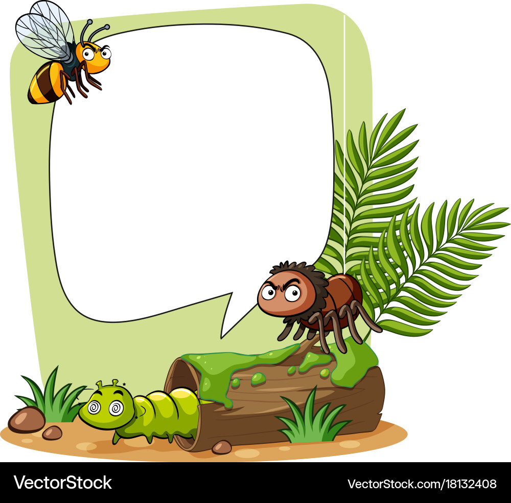 Border template with bugs in park Royalty Free Vector Image