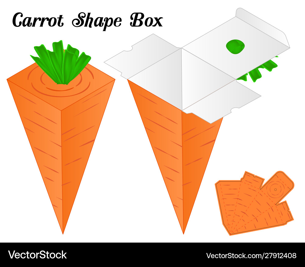 Carrot box packaging die cut template design Vector Image