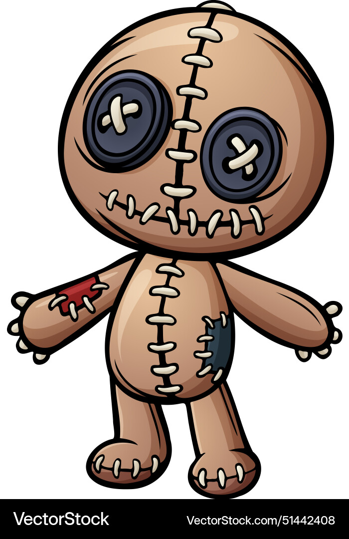 Cartoon happy voodoo doll standing and posing Vector Image