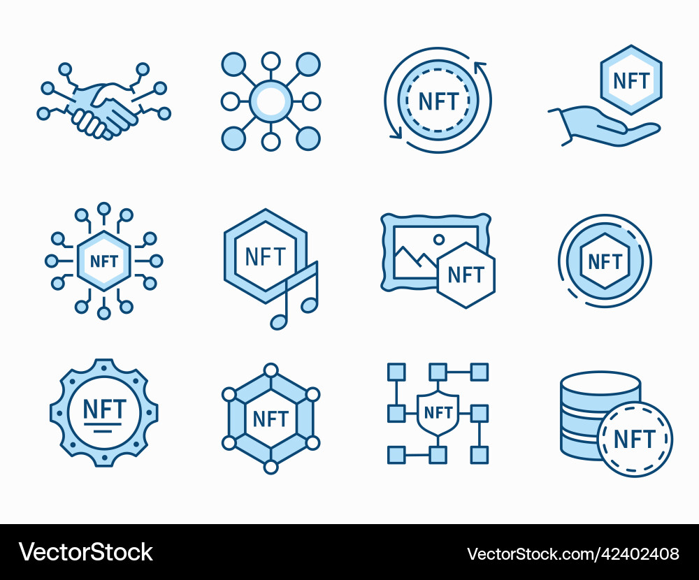 Nft icon set collection of token digital Vector Image