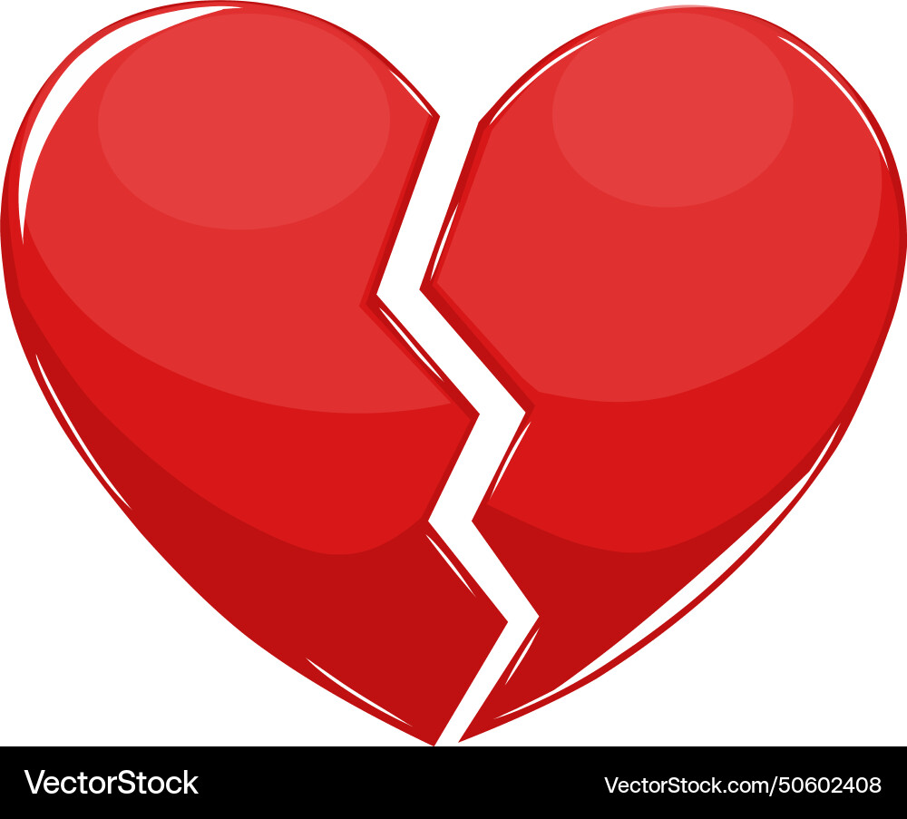 Red broken heart Royalty Free Vector Image - VectorStock