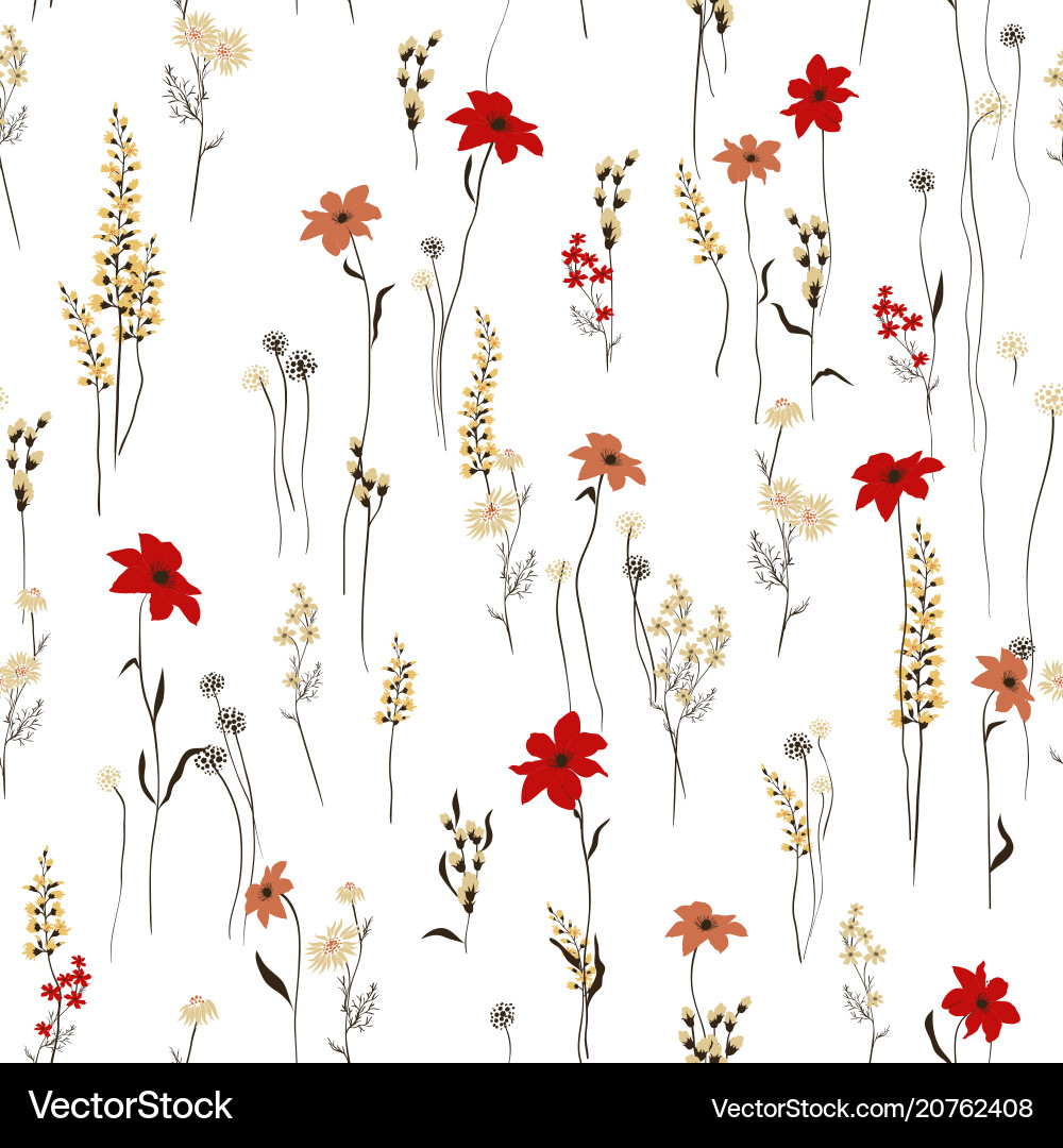 Retro Wildflower Pattern Royalty Free Vector Image