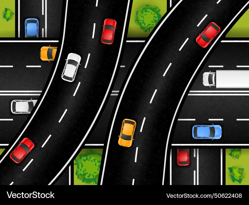 Road junction view composition Royalty Free Vector Image