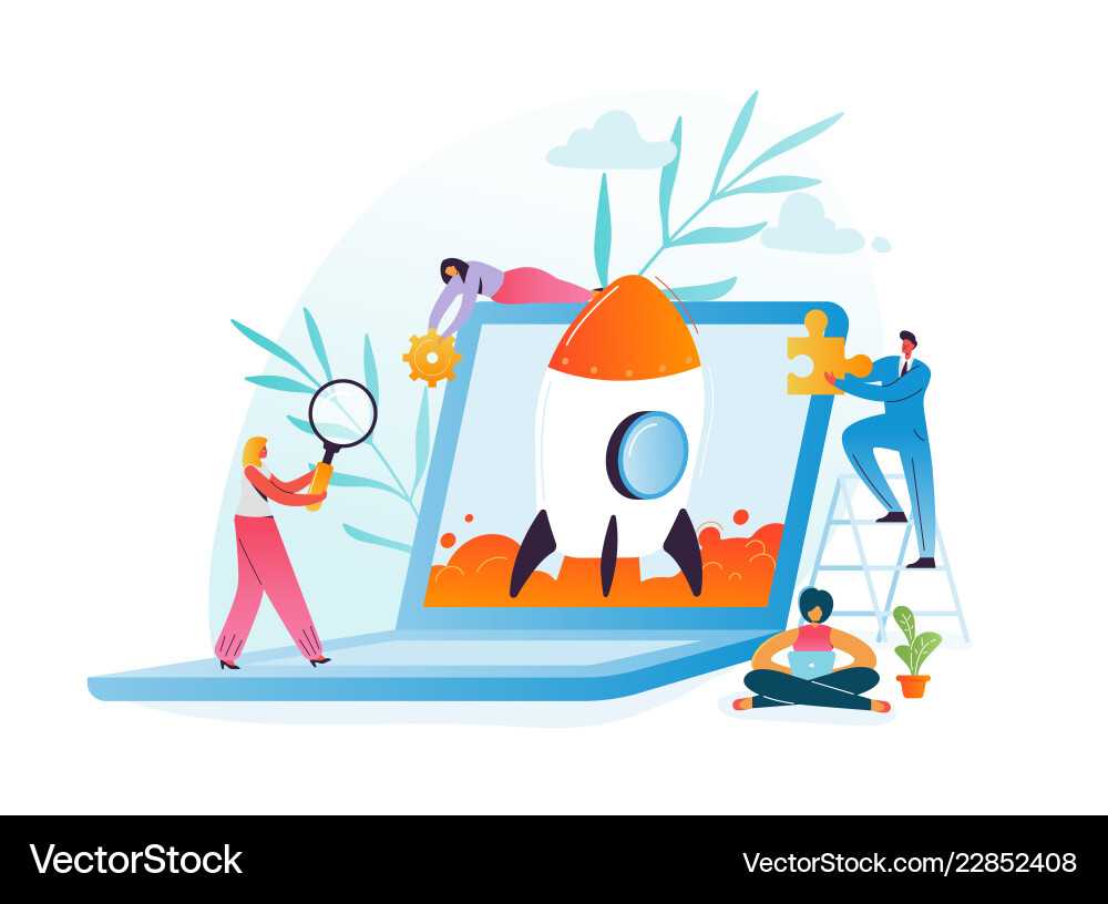 Startup business project teamwork characters Vector Image