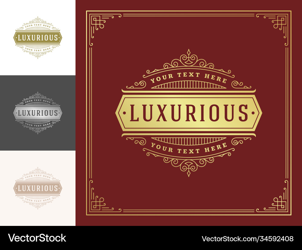 Vintage logo template golden elegant – Royalty-Free Vector | VectorStock
