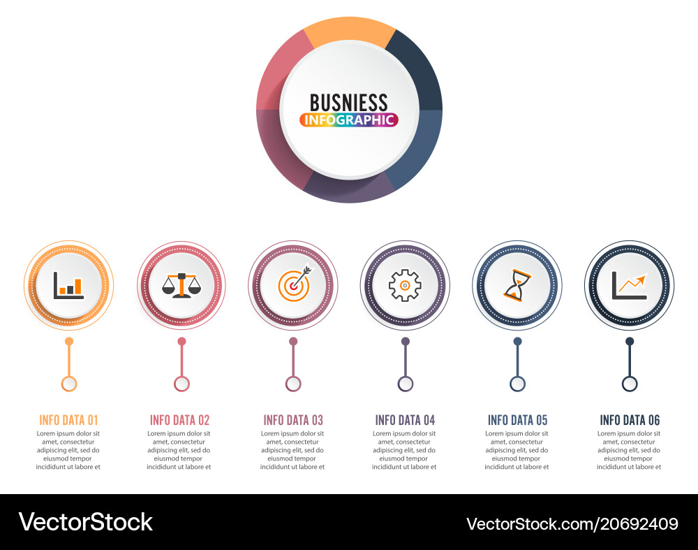 Abstract 3d infographic template with a six steps Vector Image