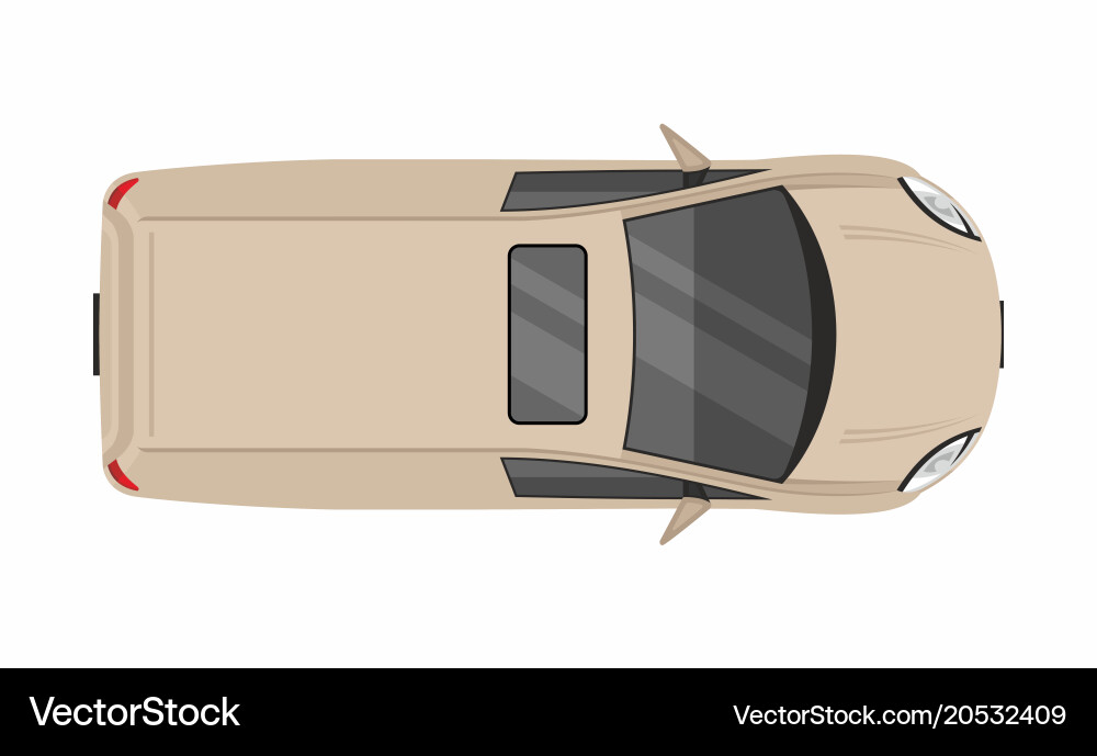 Beige minivan top view delivery truck Royalty Free Vector