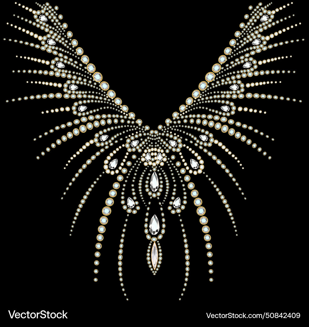 Collar neck decoration with rhinestones Royalty Free Vector
