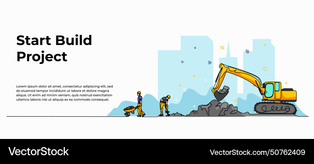 Excavator digs the ground modern Royalty Free Vector Image