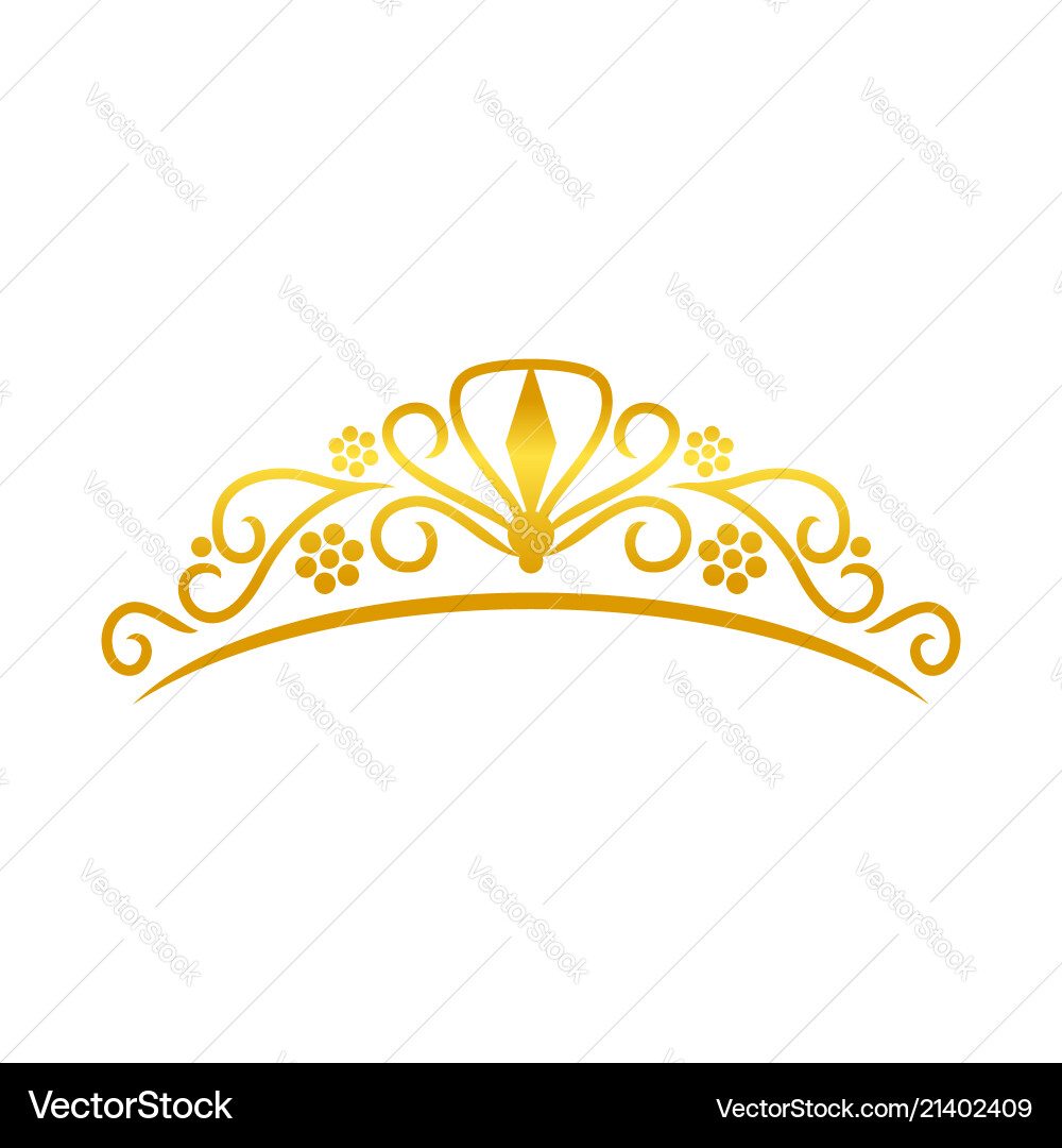 Golden Tiara Crown Symbol Royalty Free Vector Image