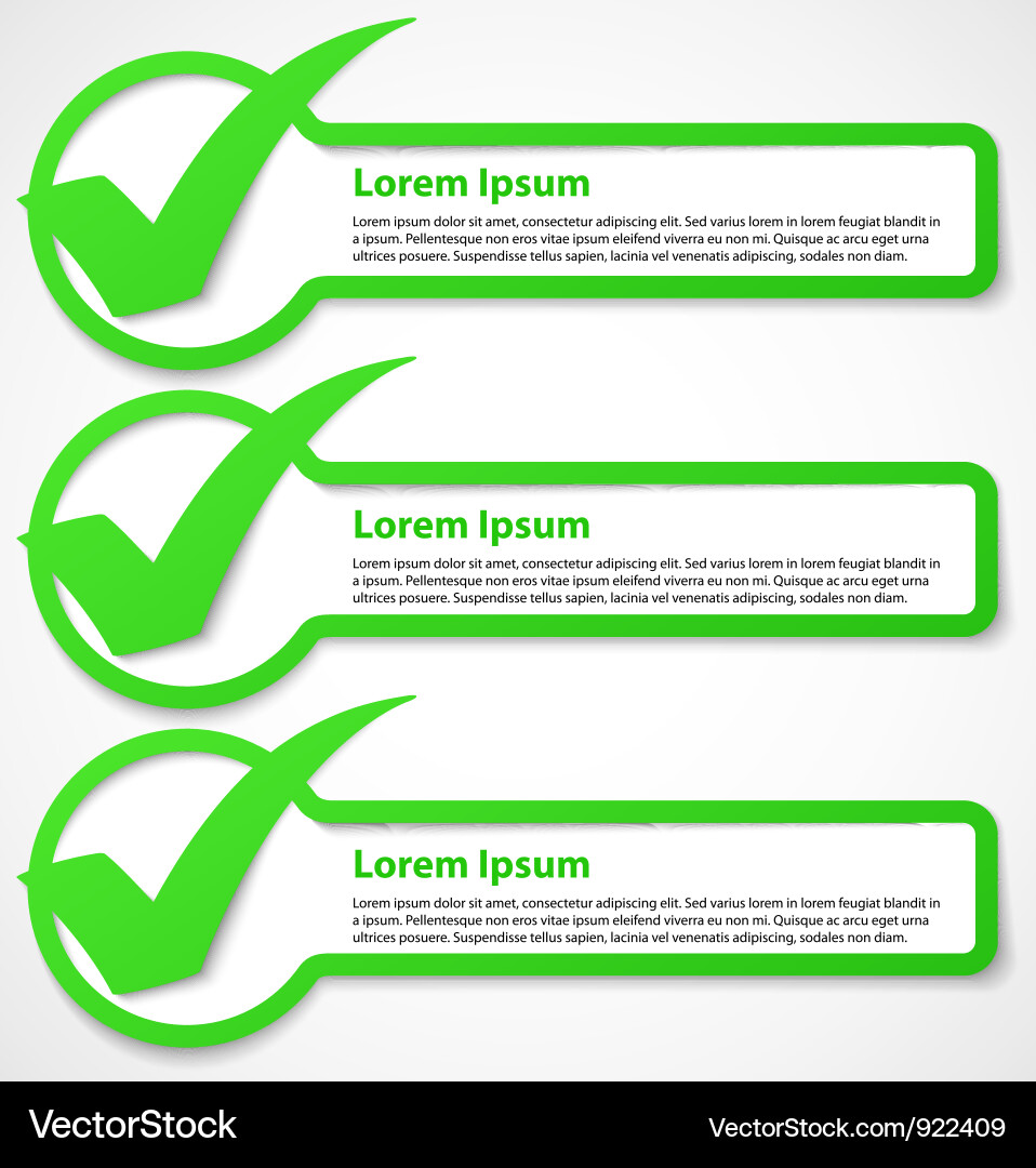 Green check mark banner Royalty Free Vector Image