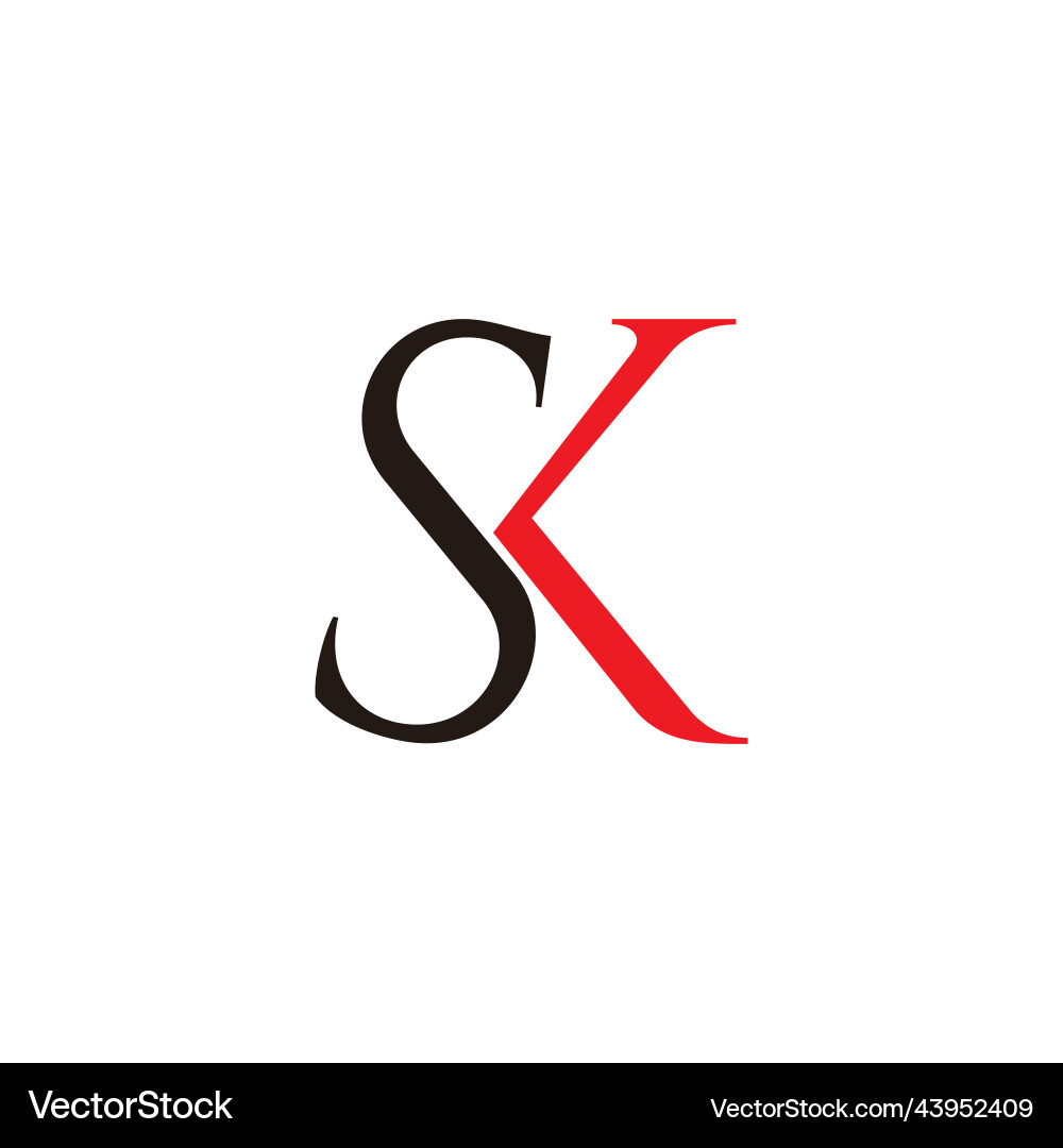 Letter sk colorful font simple elegant logo Vector Image
