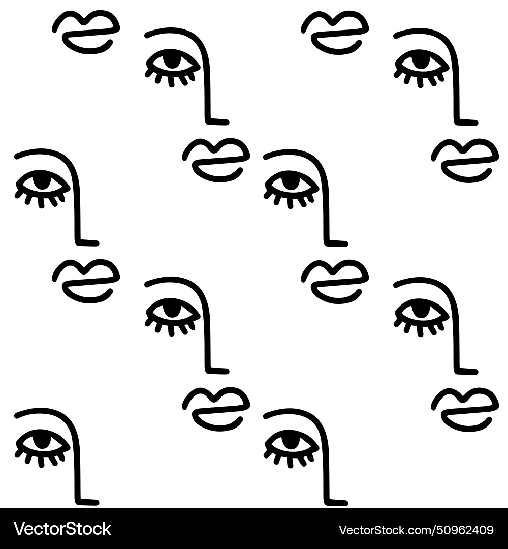 Minimalist abstract faces pattern Royalty Free Vector Image