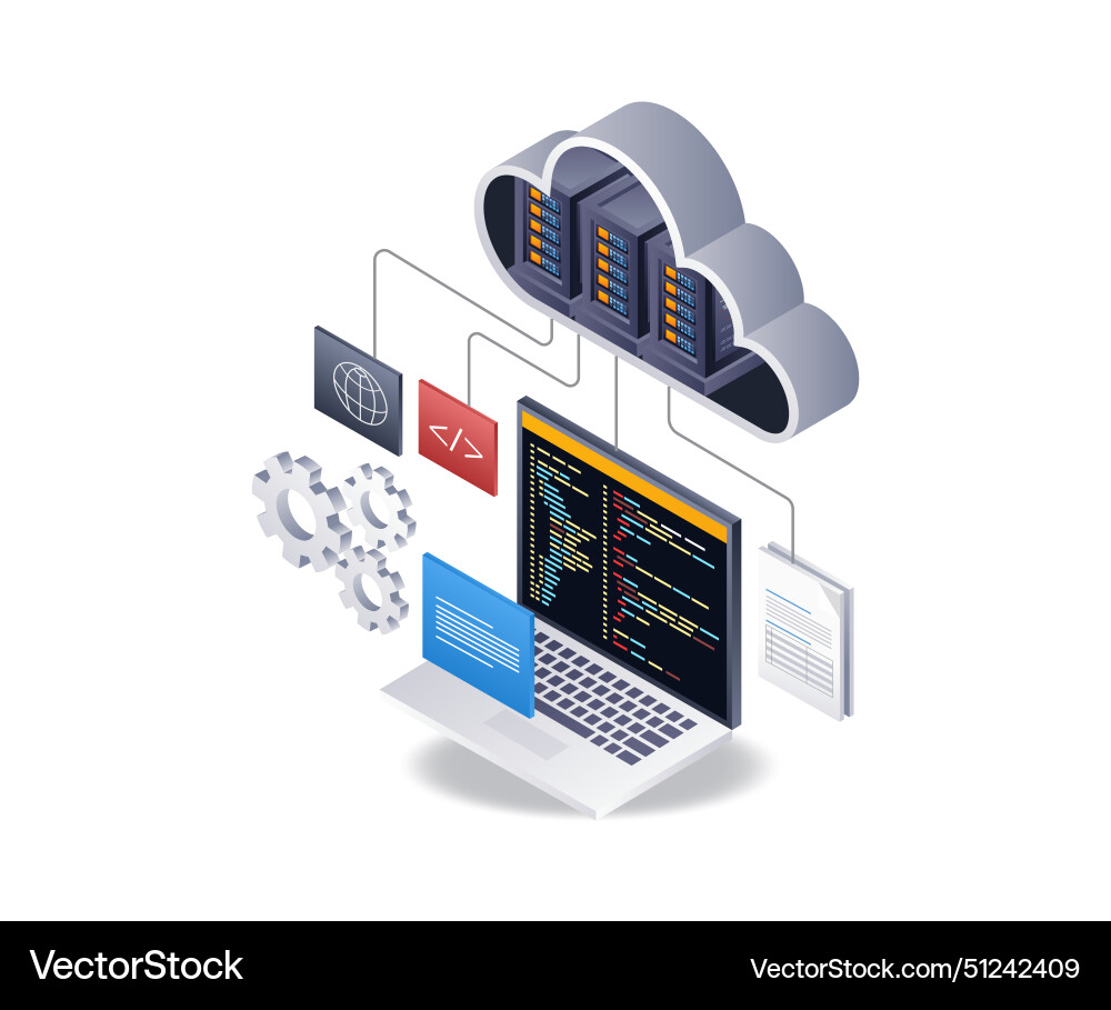 Technology cloud server programming language Vector Image Technology cloud server programming language Vector Image