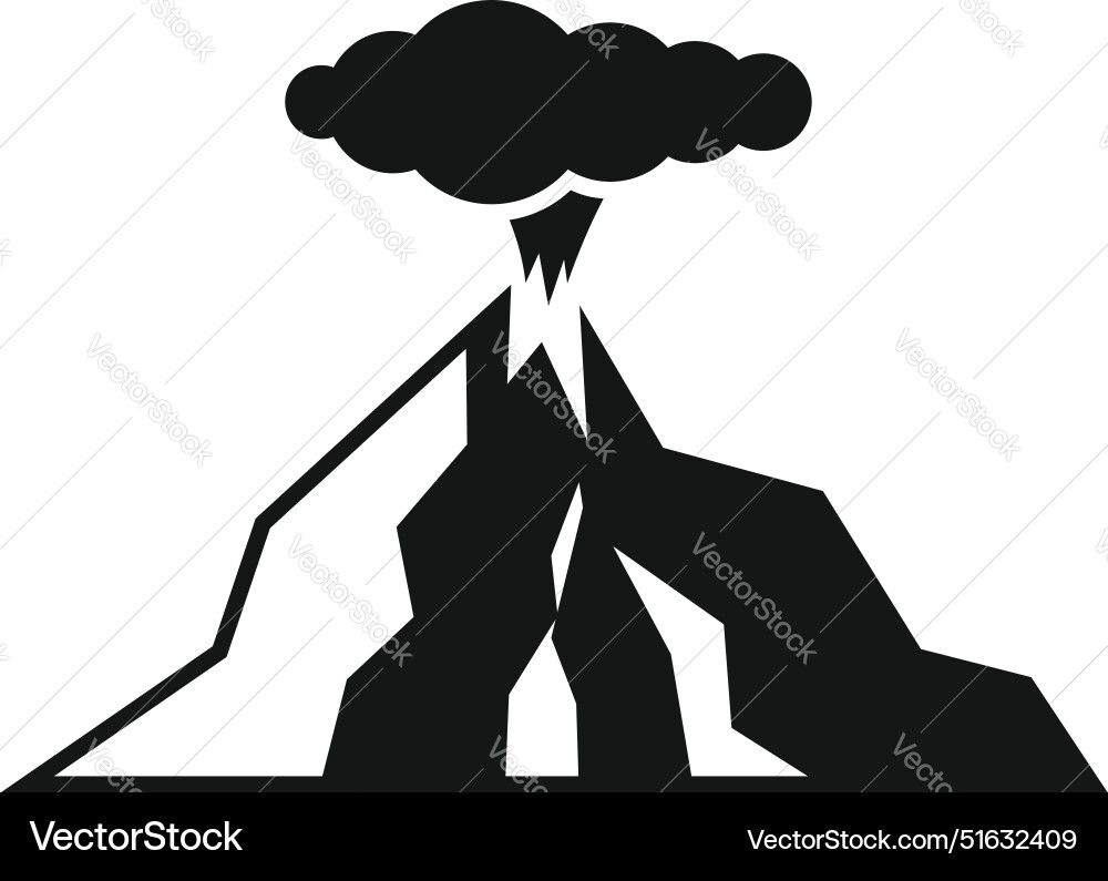 Volcano erupting with ash cloud simple icon Vector Image