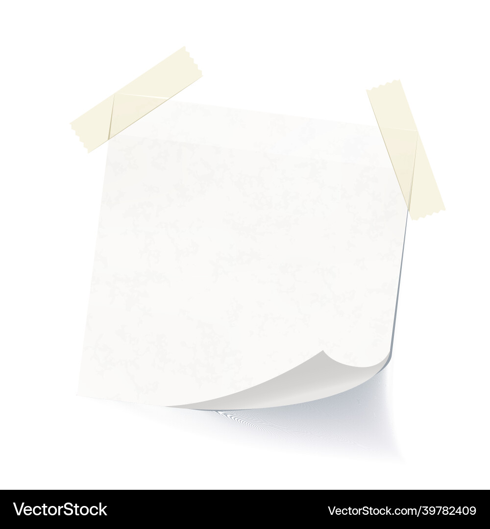 White empty note attached with adhesive tape Vector Image
