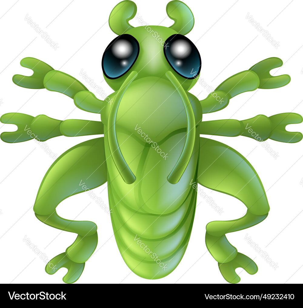 Cartoon grasshopper insect bug Royalty Free Vector Image