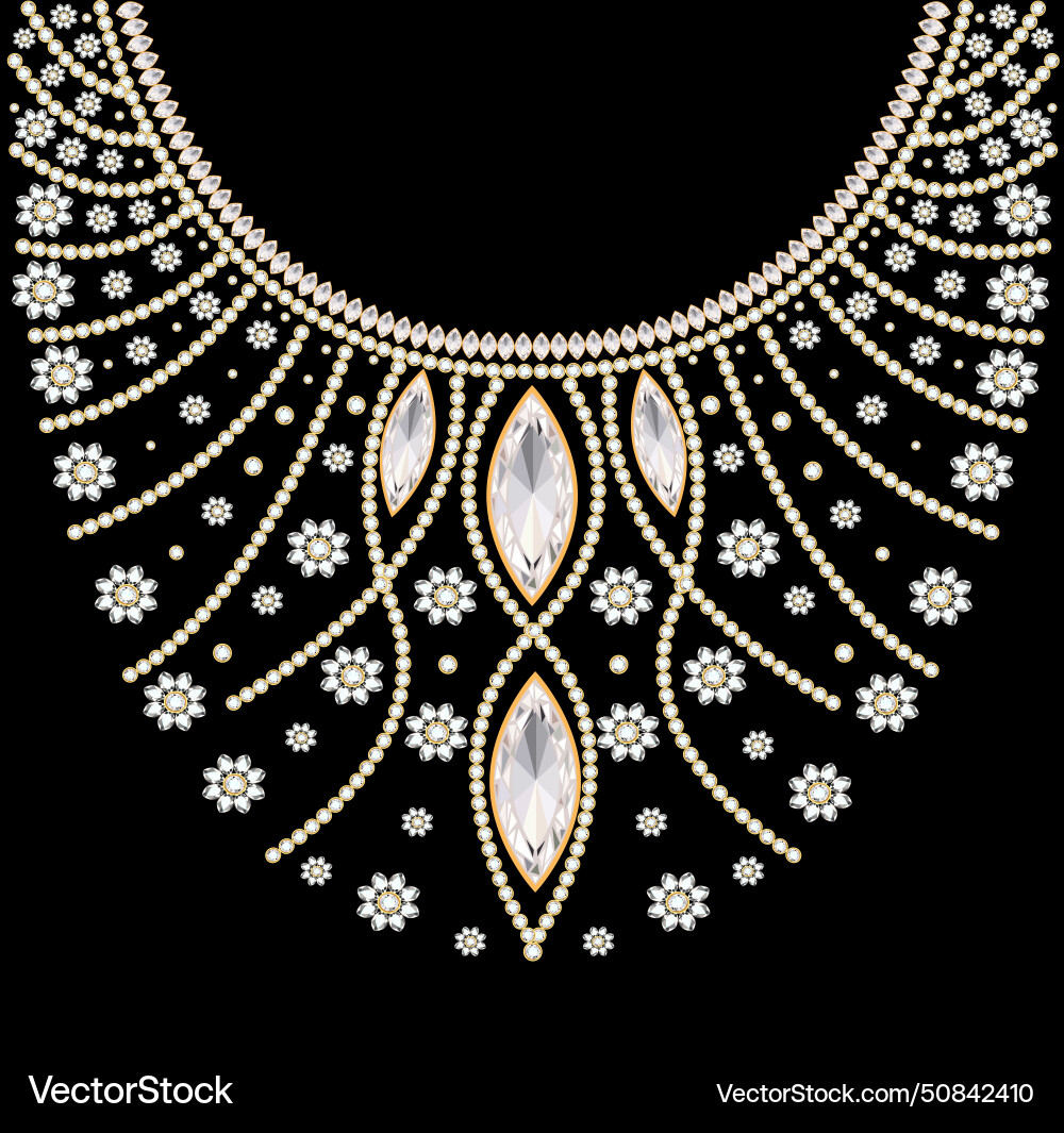 Collar neck decoration with rhinestones Royalty Free Vector