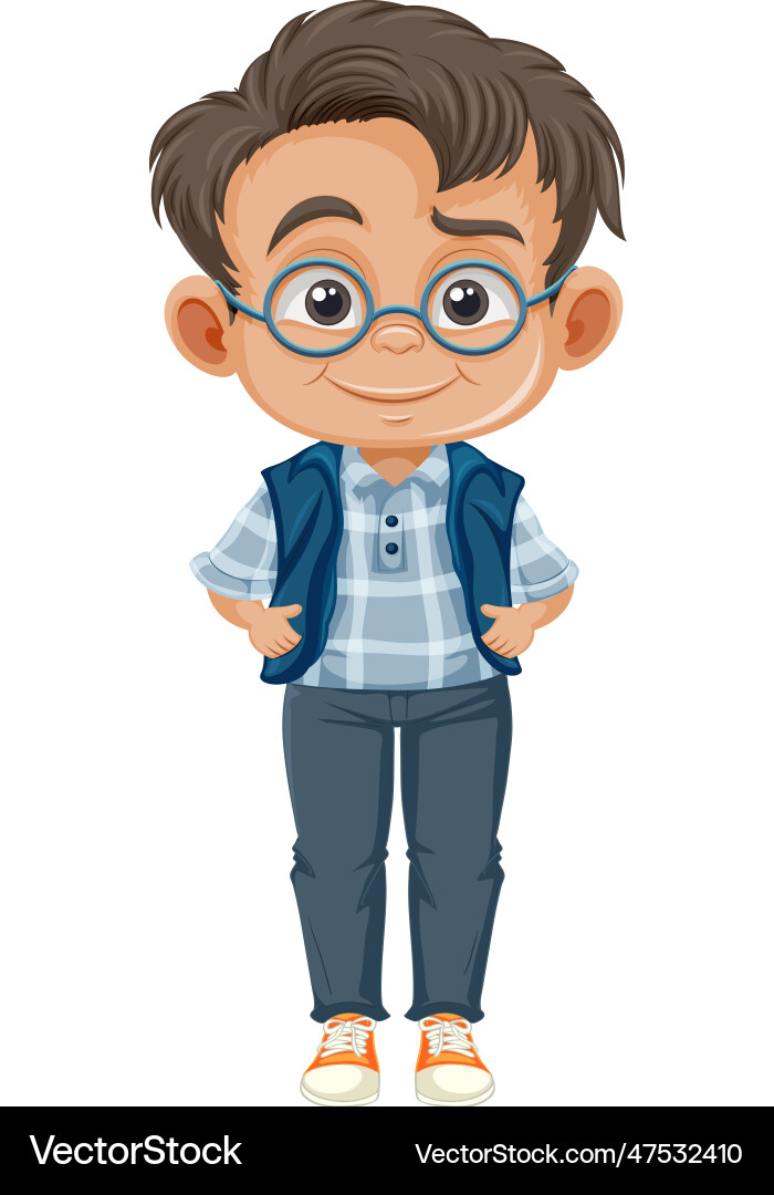Cute nerdy boy cartoon character Royalty Free Vector Image