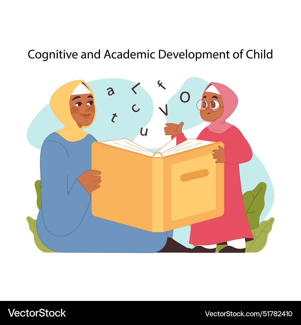 Developing literacy flat Royalty Free Vector Image