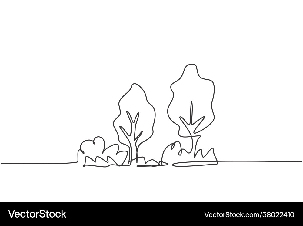 Eco Green Tree - One Line Drawing Royalty Free Vector Image
