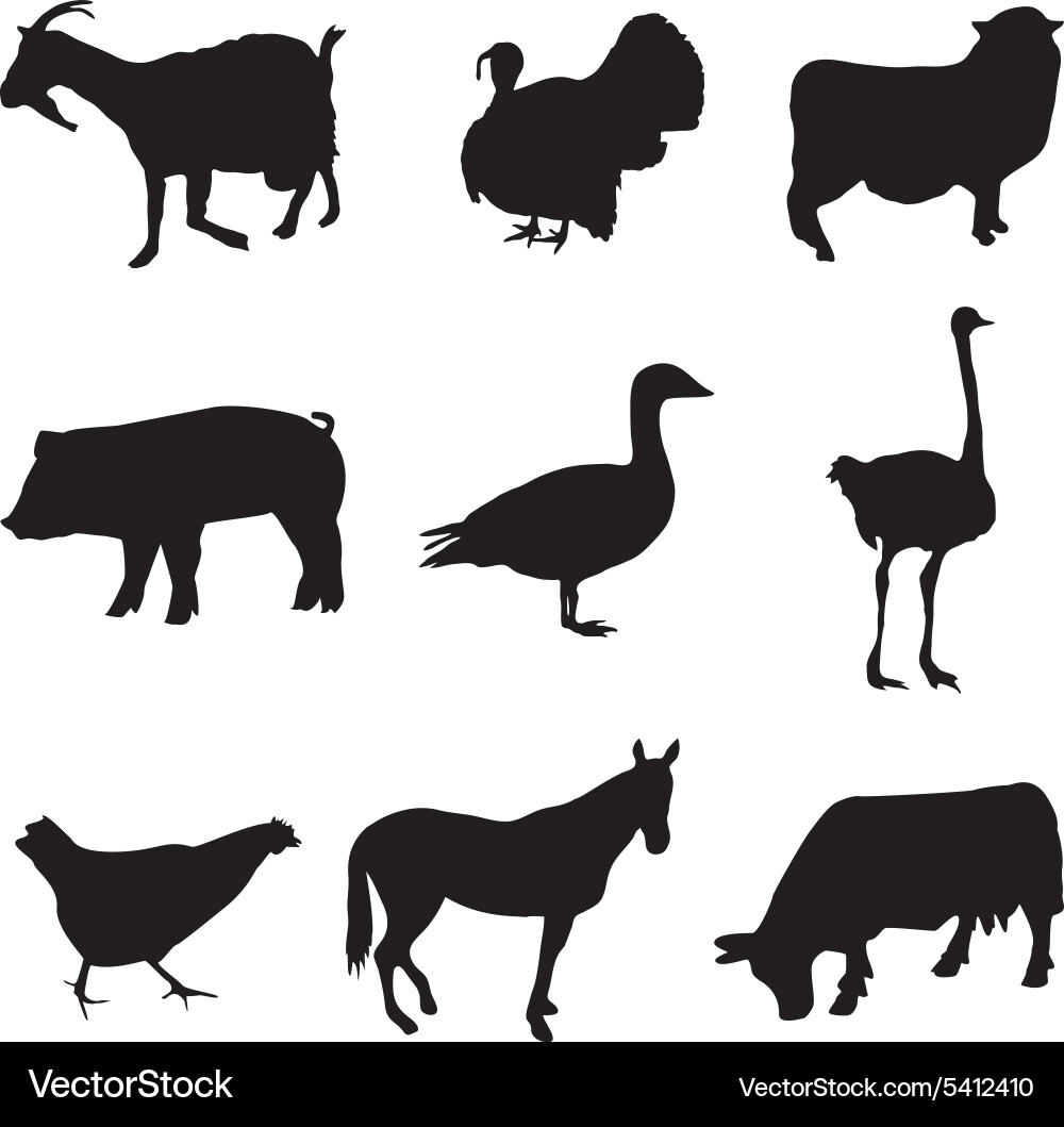 Farm Animal Silhouettes Royalty Free Vector Image