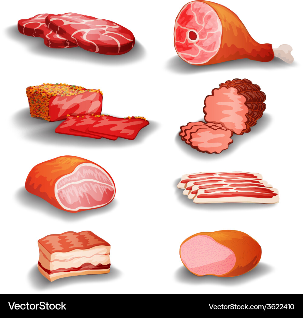 Fresh meat set Royalty Free Vector Image - VectorStock