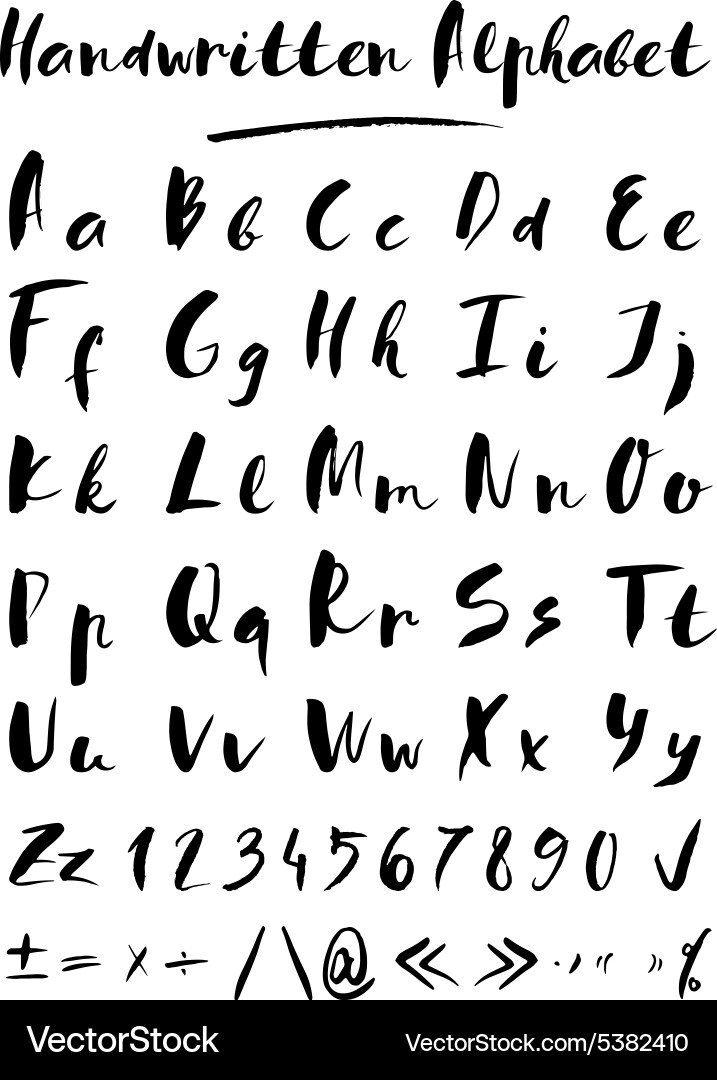 Handwritten alphabet Royalty Free Vector Image