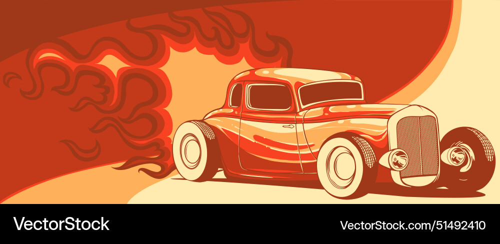 Hot rod car with flames Royalty Free Vector Image