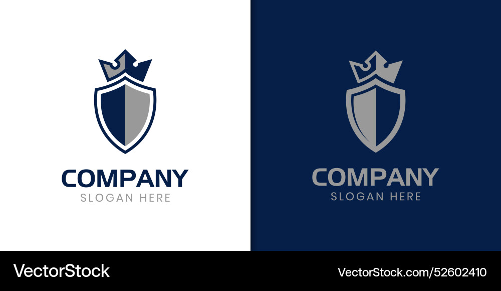 Shield king logo with crown elements for royal Vector Image