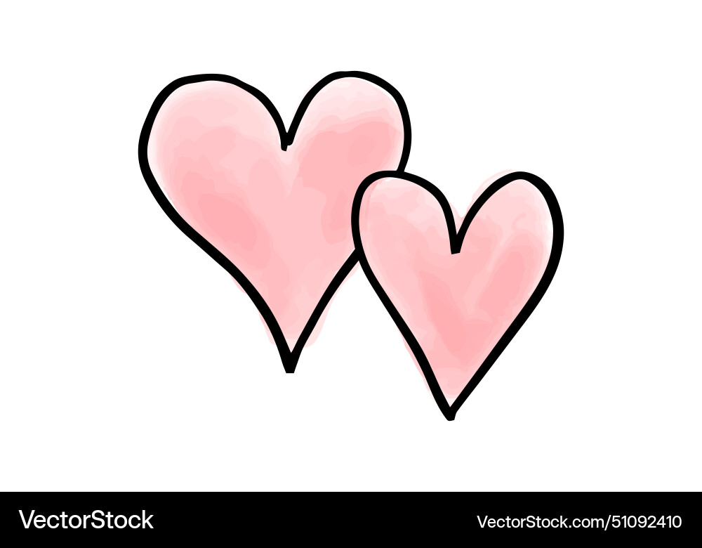 Watercolor doodle heart Royalty Free Vector Image