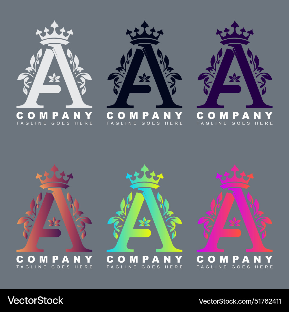A letter logo with a crown Royalty Free Vector Image