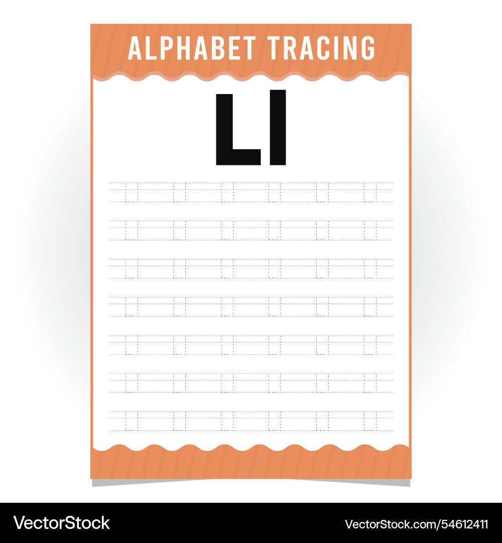 Alphabet l learn abc english flashcard printable Vector Image