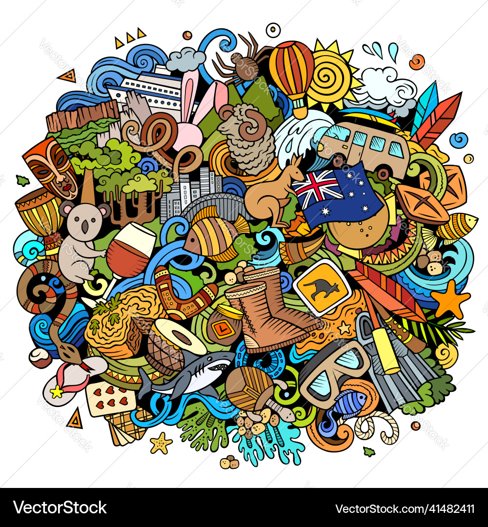 Australia hand drawn cartoon doodle Royalty Free Vector