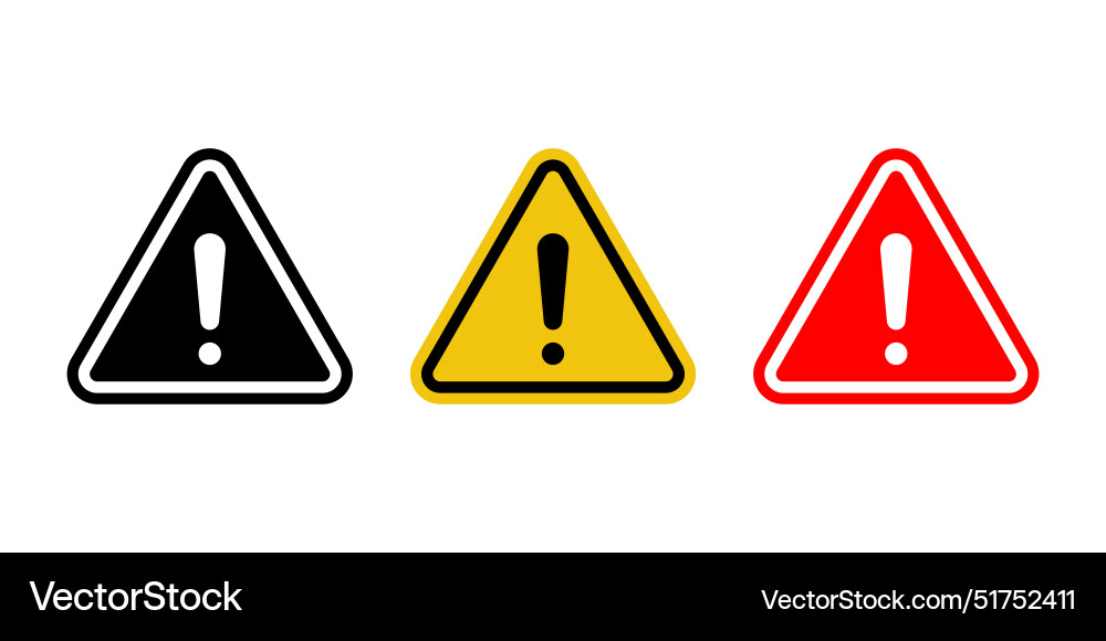 Caution warning signs set or attention sign Vector Image
