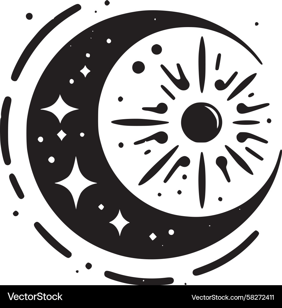 Celestial moon sun emblem Royalty Free Vector Image