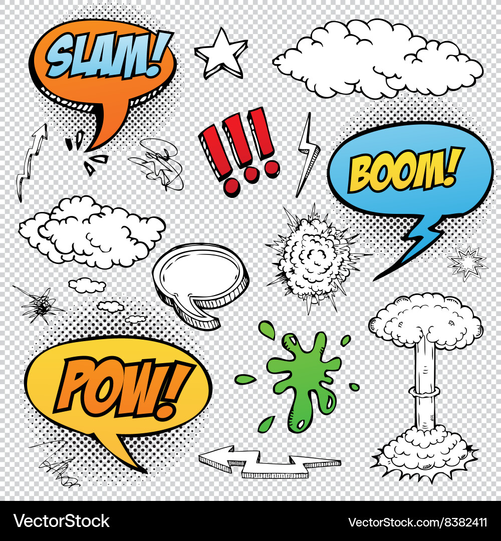 Colorful Comic Sound Effects Royalty Free Vector Image