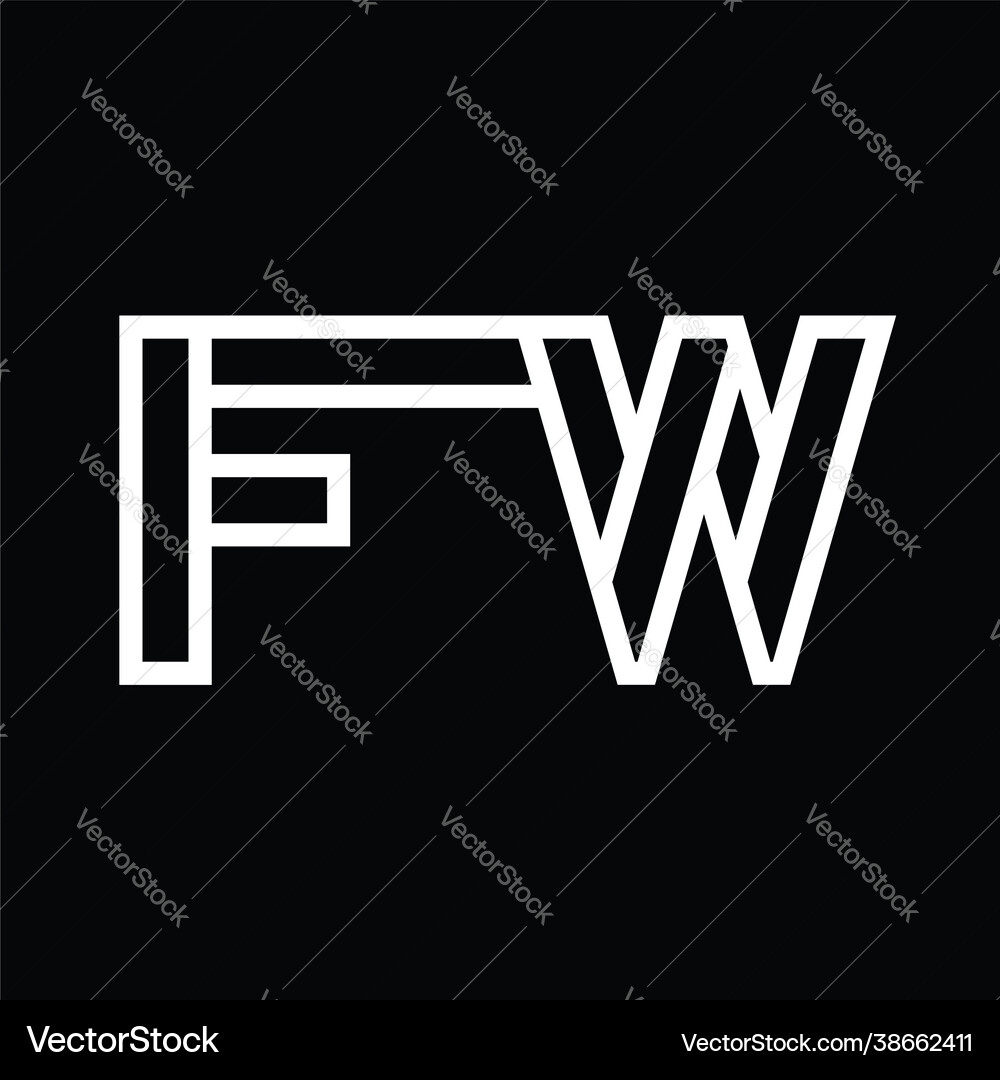FW Monogram Logo - Line Style Royalty Free Vector Image