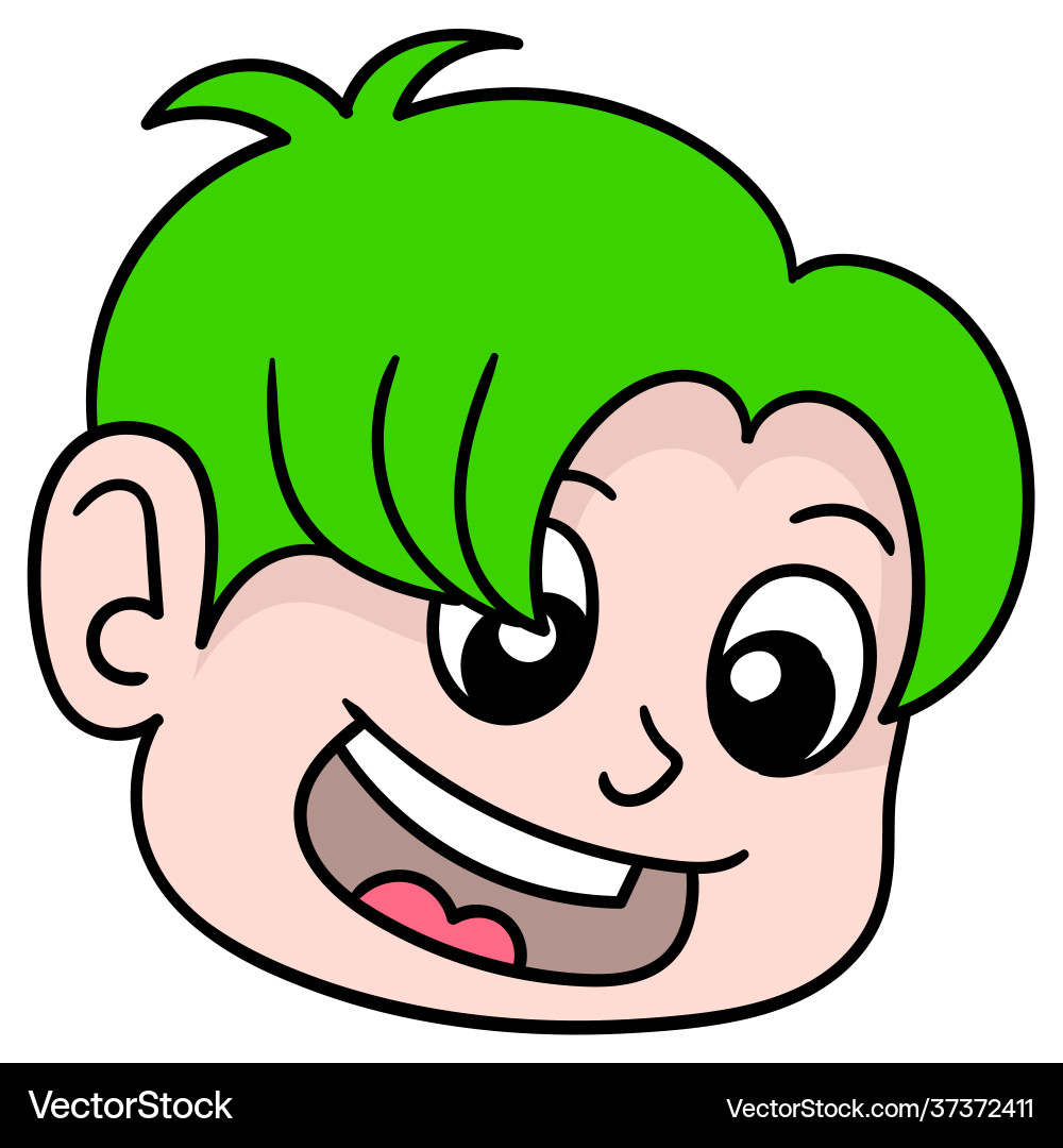 Head a handsome green haired man smiled Royalty Free Vector
