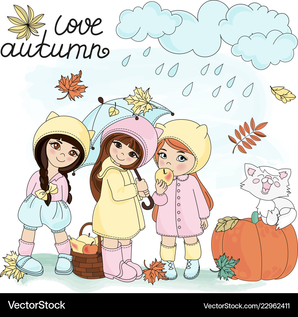 Love autumn set Royalty Free Vector Image - VectorStock