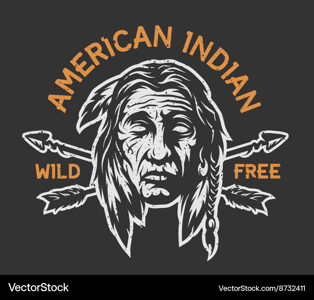Native American Indian Head Emblem Royalty Free Vector Image