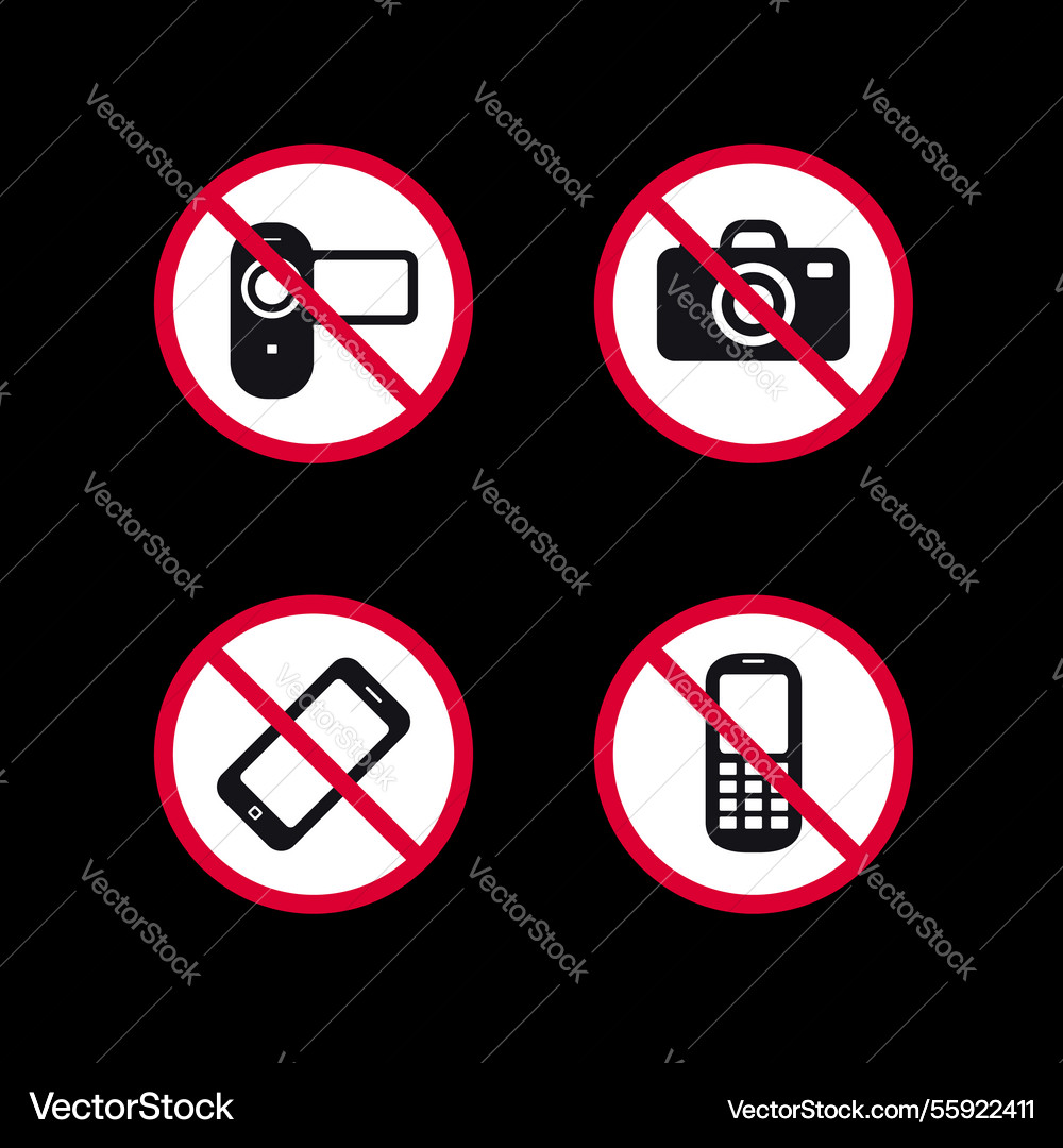 Prohibited sign forbidden round stickers set icons