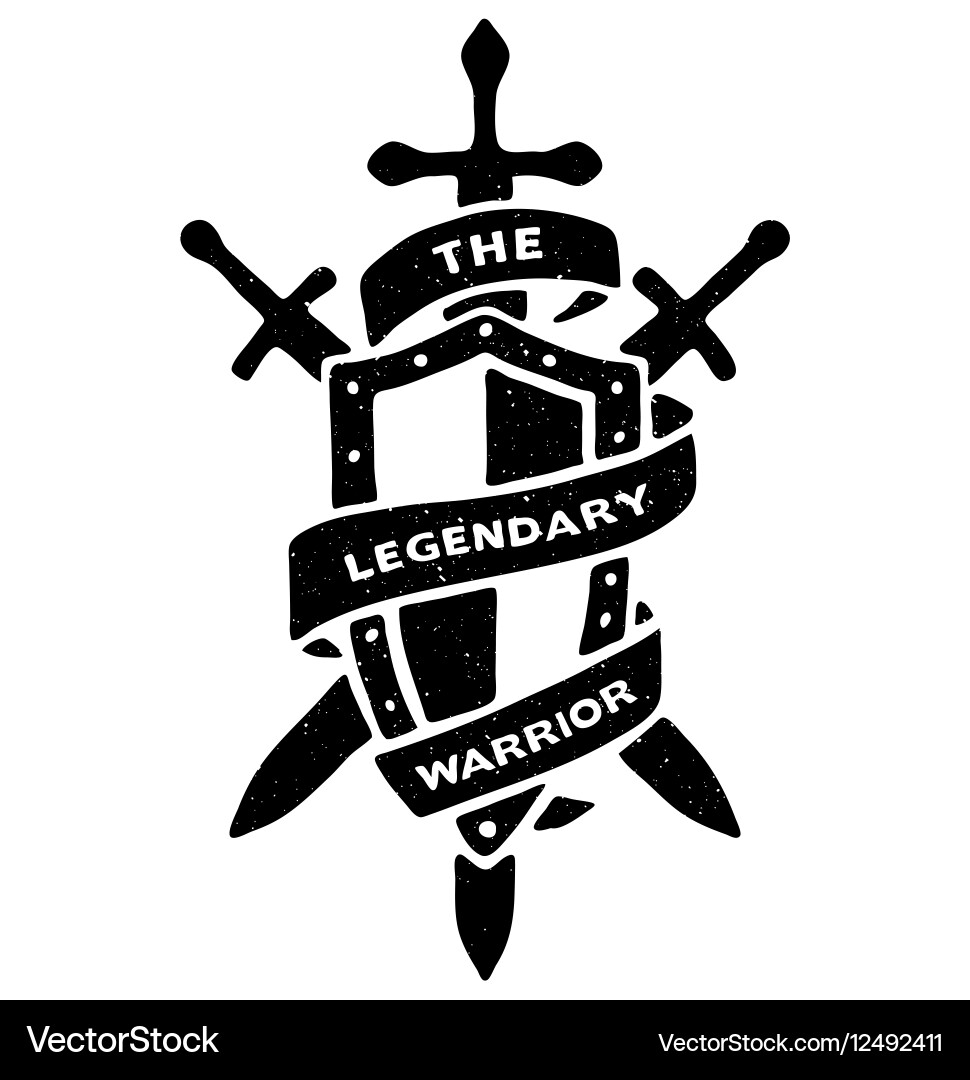 Shield swords and ribbon for text heraldic Vector Image