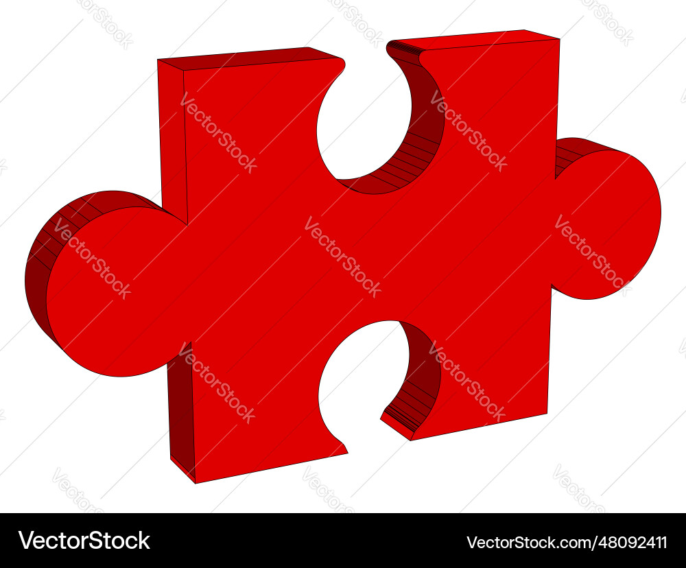 Single red 3d jigsaw piece Royalty Free Vector Image