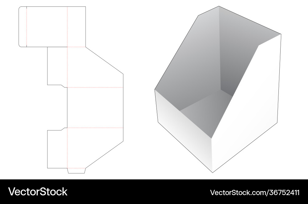 Slope storage box die cut template Royalty Free Vector Image