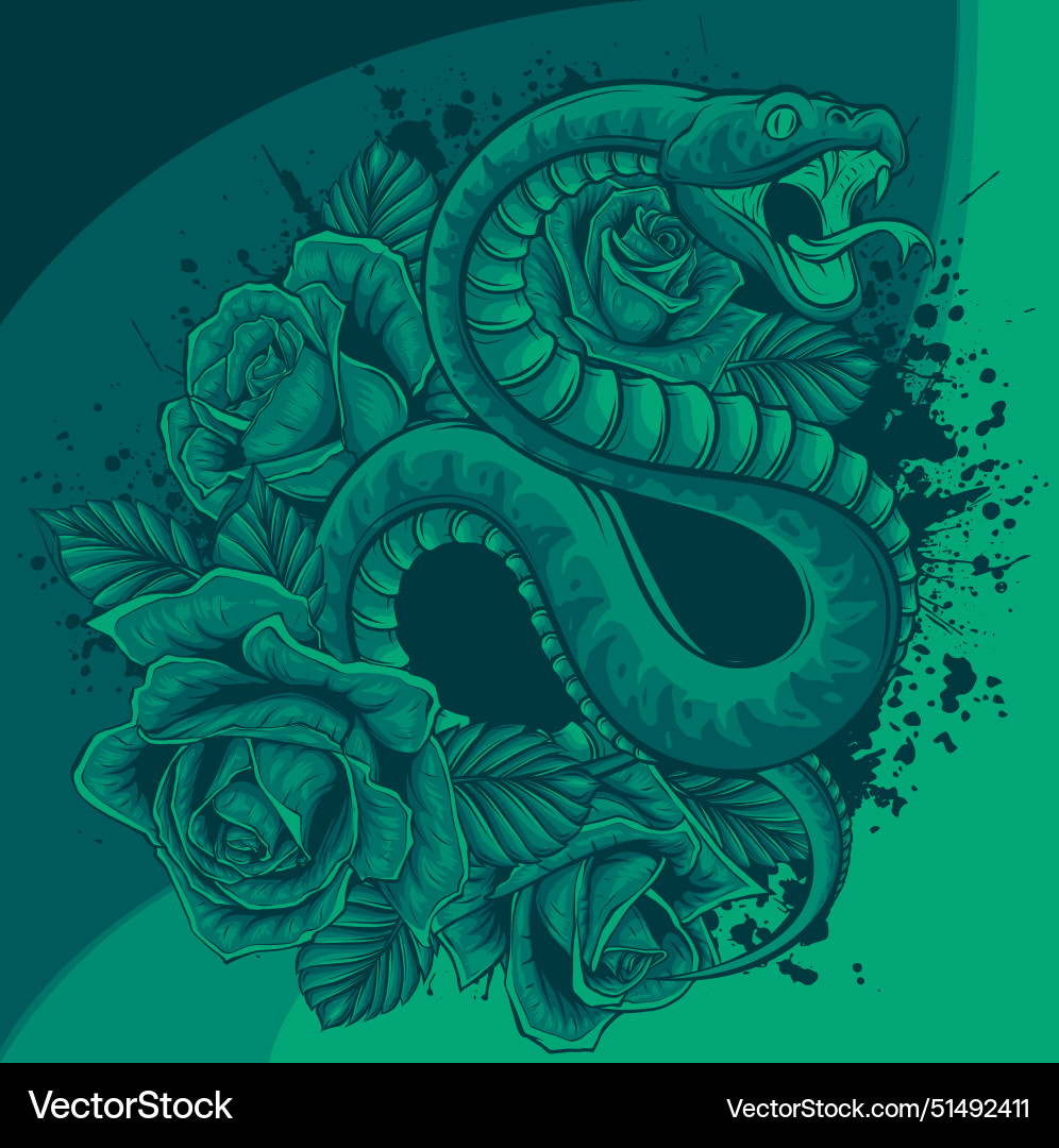 Snake with roses and leaves Royalty Free Vector Image